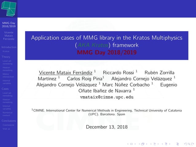 Application cases of MMG library in the Kratos Multiphysics (AKA Kratos) framework | PPT