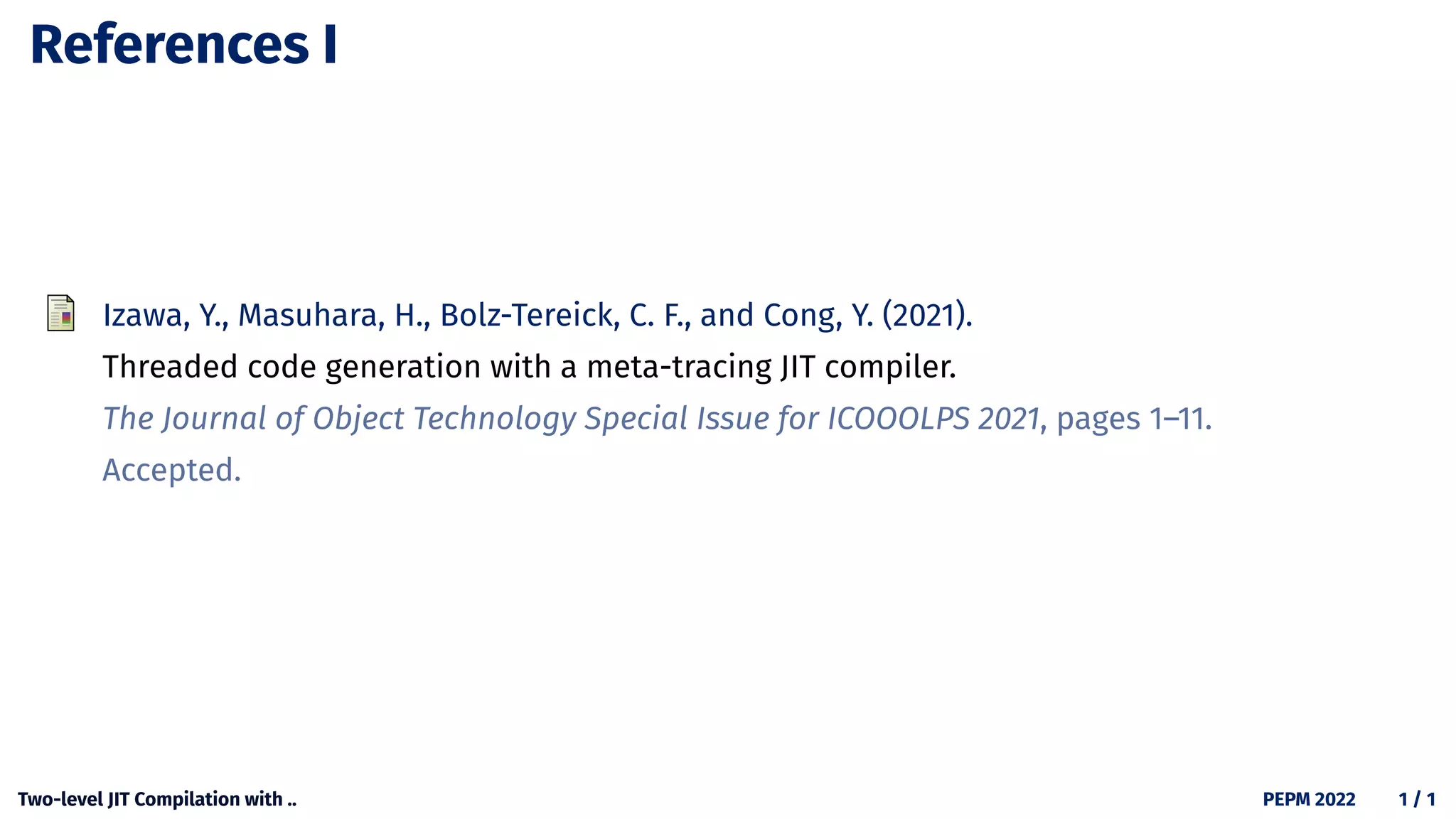 Two-level Just-in-Time Compilation with One Interpreter and One Engine | PDF
