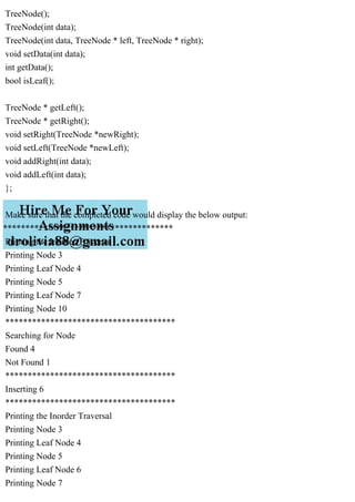 main.cpp#include TreeNode.h GIVEN void inorderTraversal(.pdf