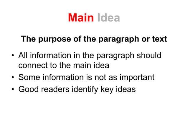 MAIN IDEA EXAMPLES, HOW TO IDENTIFY MAIN IDEA | PPT
