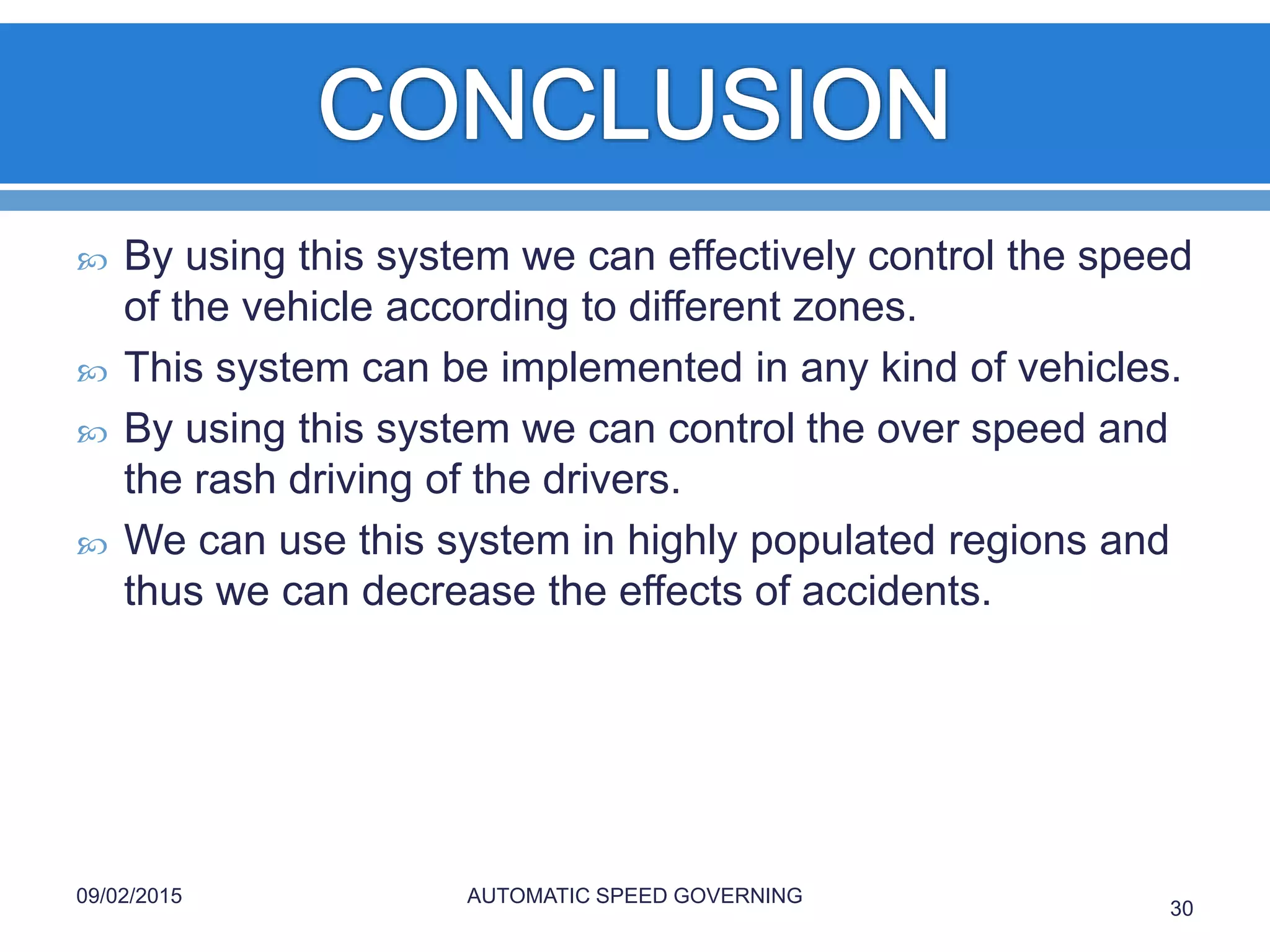 Automatic speed controller in real time vehicles. | PPTX