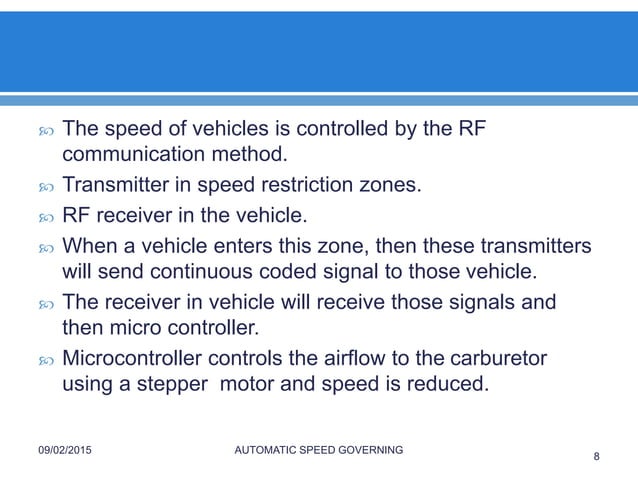 Automatic speed controller in real time vehicles. | PPTX
