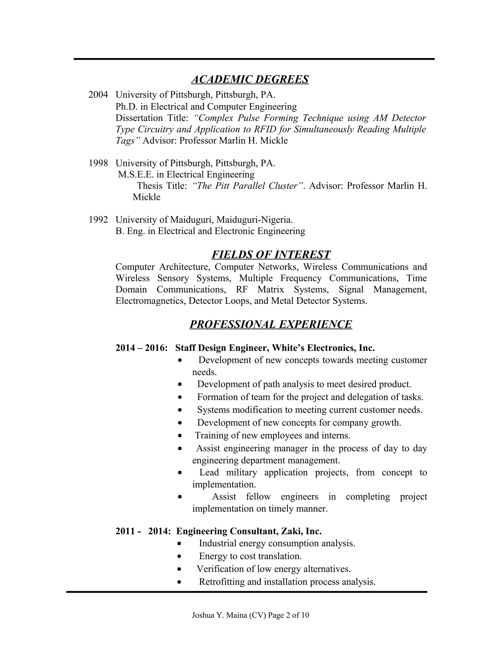 Maina curriculumvitae | DOC