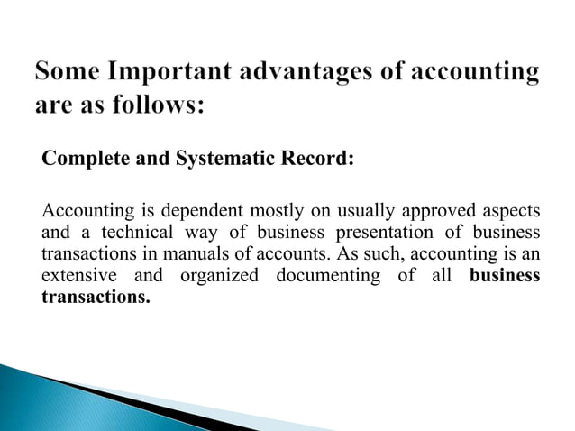Main Advantages of Accounting | PPTX | Business Accounting & Finance ...