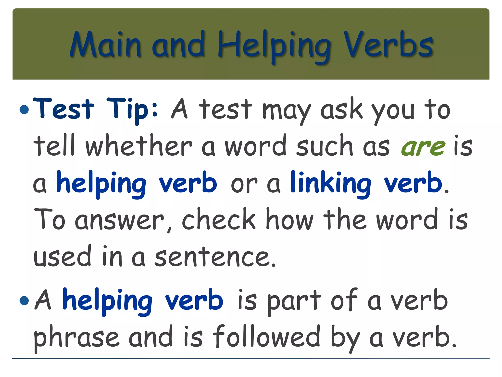 Main and helping verbs lesson | PPTX