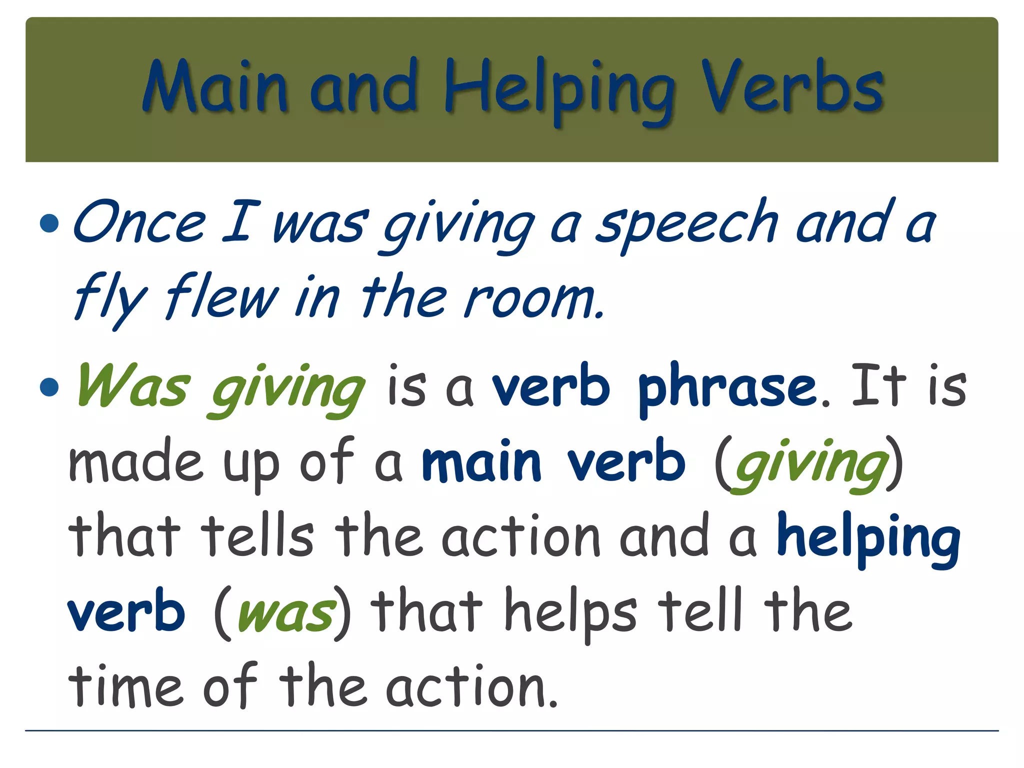 Main and helping verbs lesson | PPTX