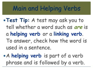 Main and helping verbs lesson | PPTX