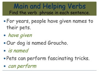 Main and helping verbs lesson | PPTX