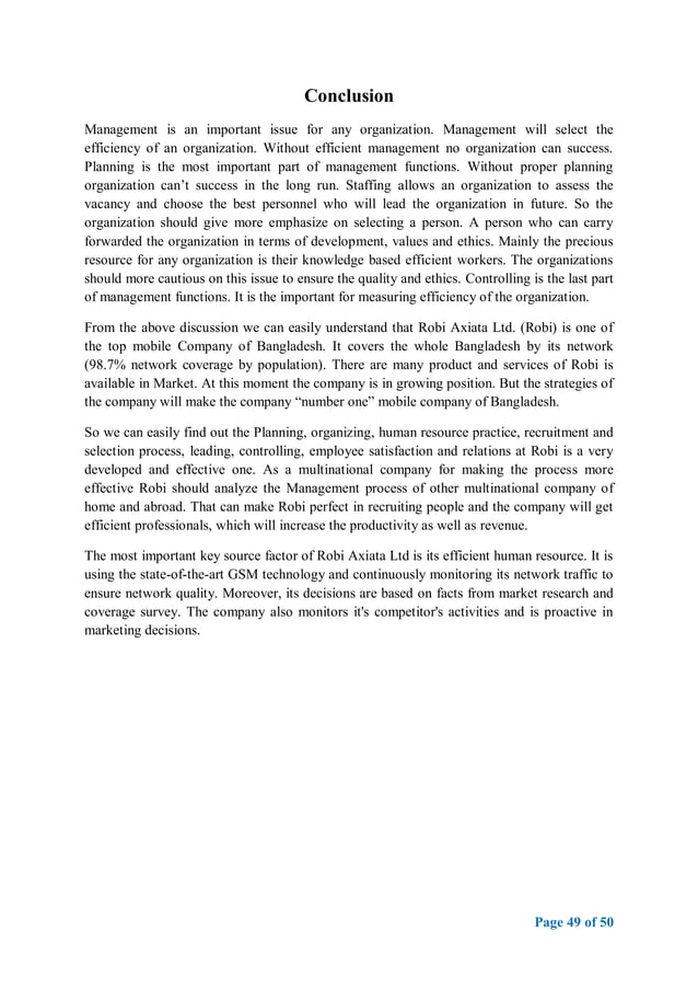 Main body (The management functions of Robi Axiata ltd. ) | PDF