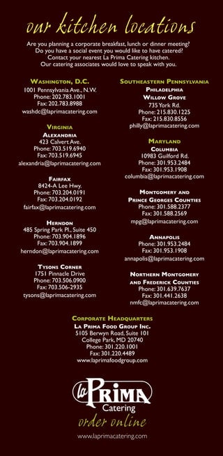 La Prima Catering Menu | PDF