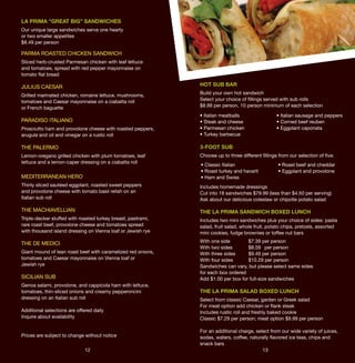 La Prima Catering Menu | PDF