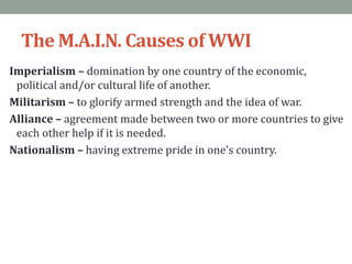 Main causes of wwi ppt | PPTX