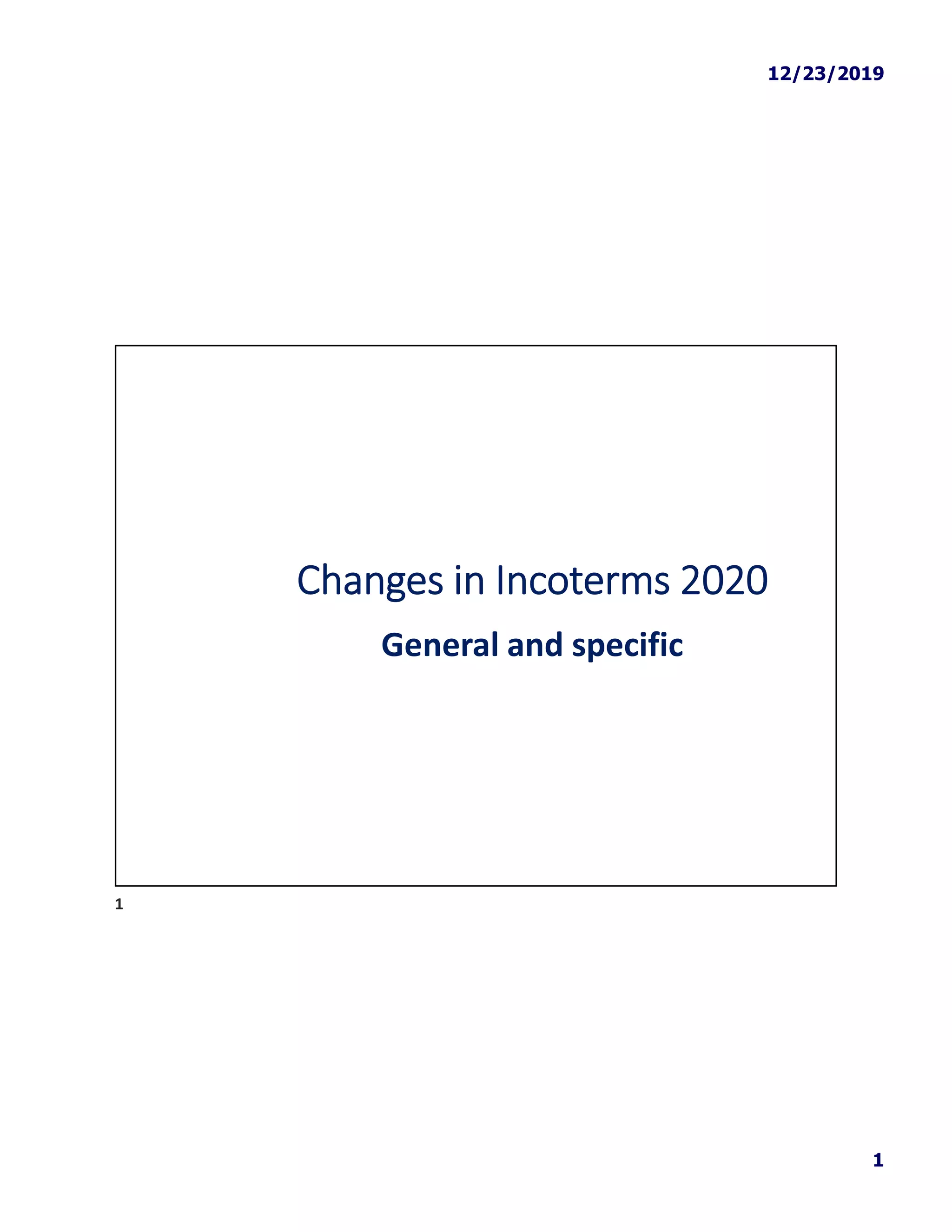 Main changes in incoterms 2020 | PDF