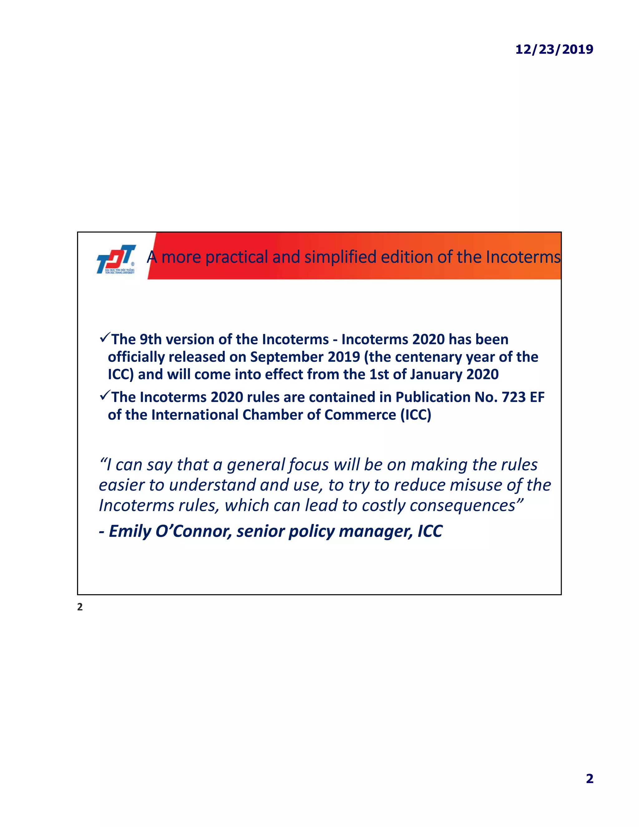 Main changes in incoterms 2020 | PDF