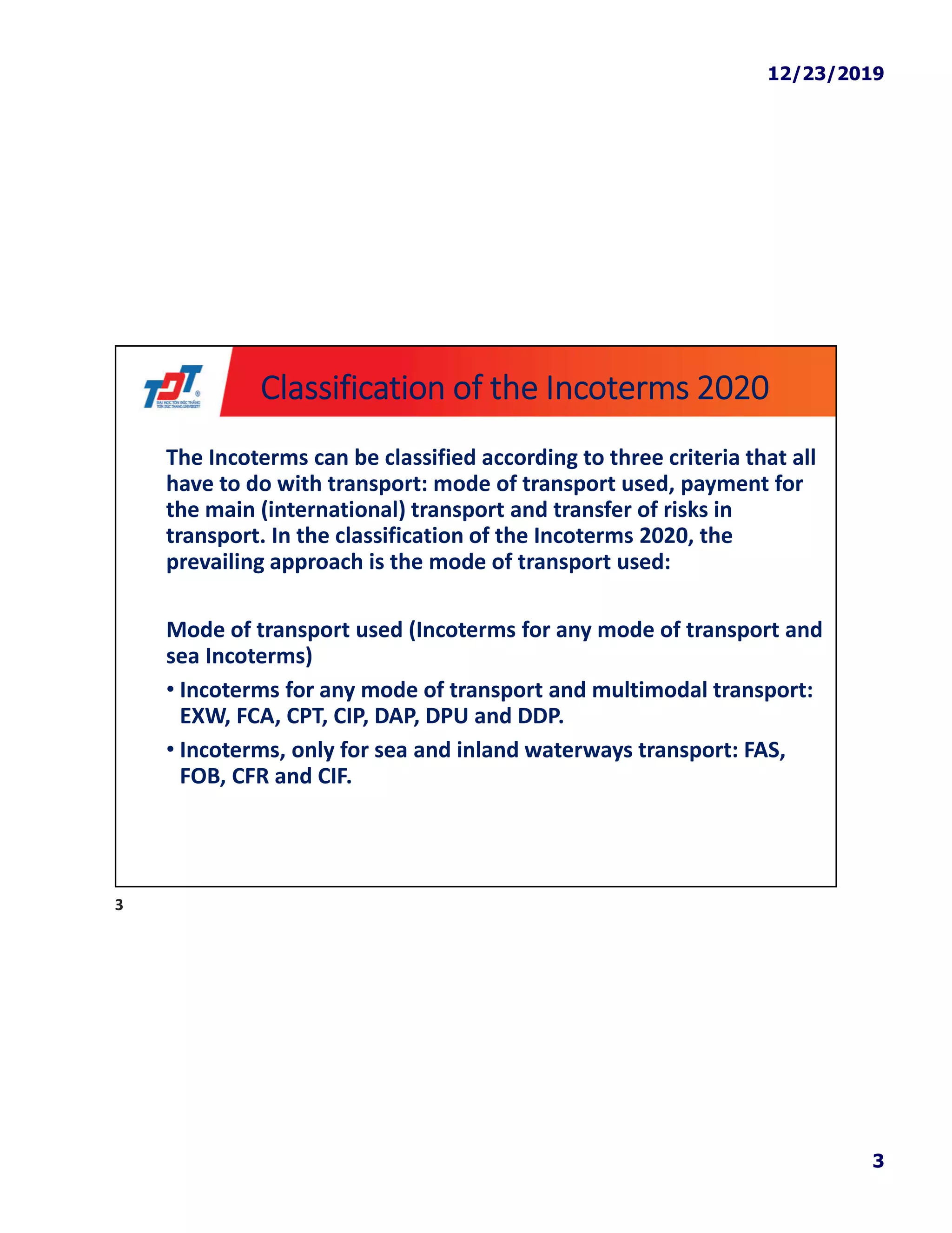 Main changes in incoterms 2020 | PDF