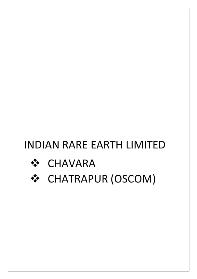 MONAZITE PROCESSING PLANT AT IREL CHATTRAPUR OVERVIEW BY JIBAN NATH ...