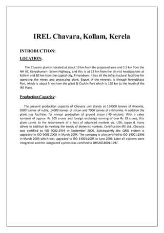 MONAZITE PROCESSING PLANT AT IREL CHATTRAPUR OVERVIEW BY JIBAN NATH ...