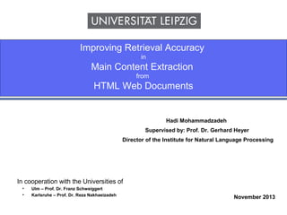 Improving Retrieval Accuracy in Main Content Extraction from HTML Web Documents | PPT