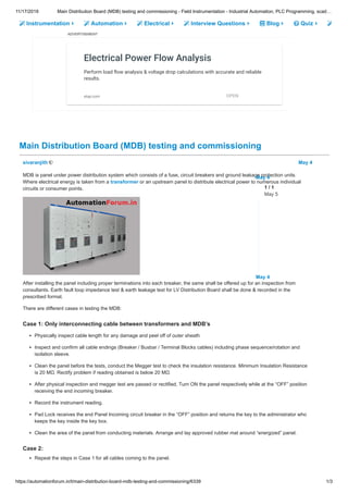 Main distribution board (mdb) testing and commissioning field ...