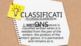 Main Divisions of Literature and its Components | PPTX