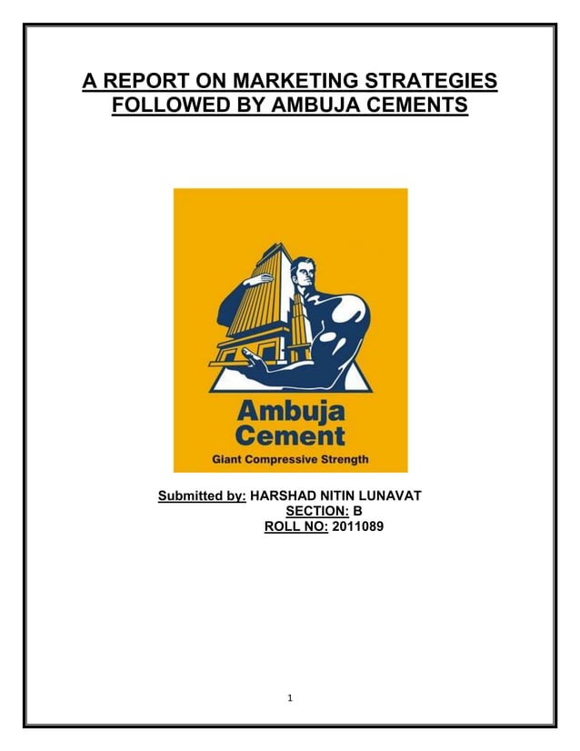 AMBUJA CEMENTS MARKETING STRATEGY | DOCX | Commodities | Economy