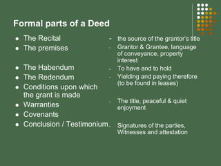 Main Elements of a Deed | PPT