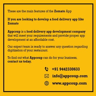 Main features of zomato app | PDF