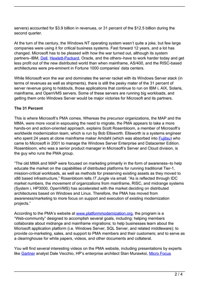 Mainframe And Midrange Migration According To Microsoft Pdf
