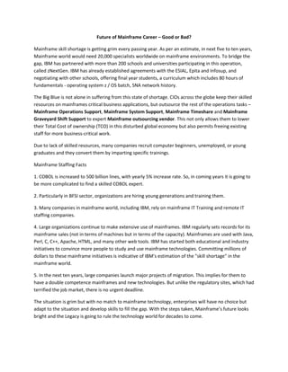 Mainframe career opportunities | DOCX