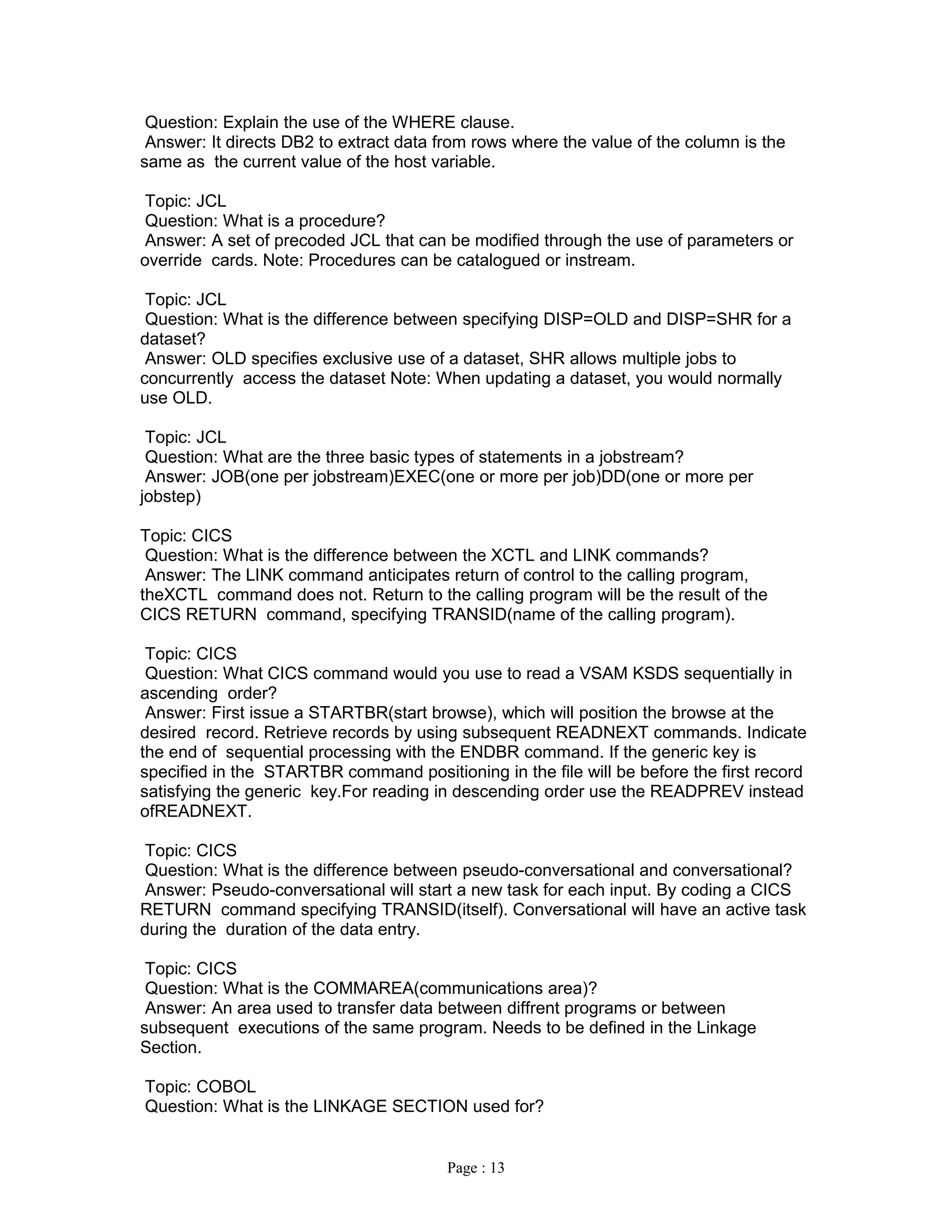 Mainframe interview | DOC