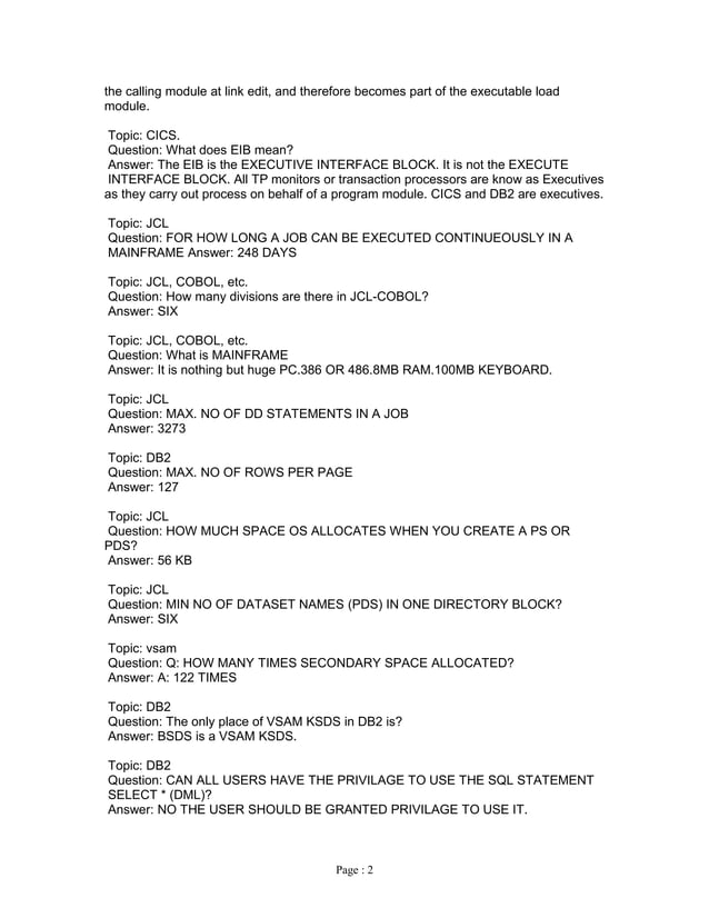 Mainframe interview | DOC