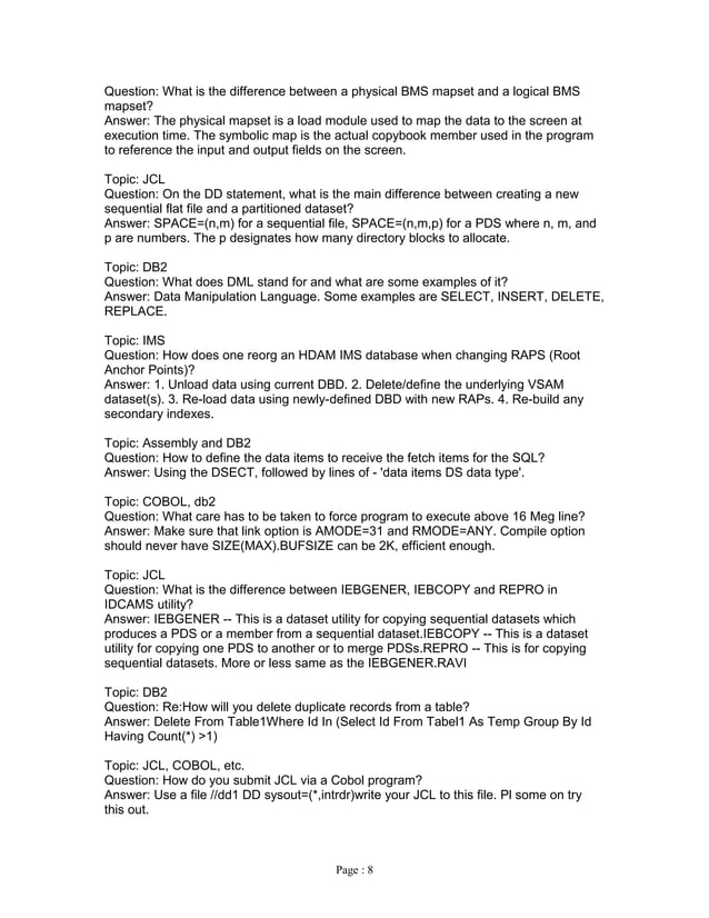 Mainframe interview | PDF
