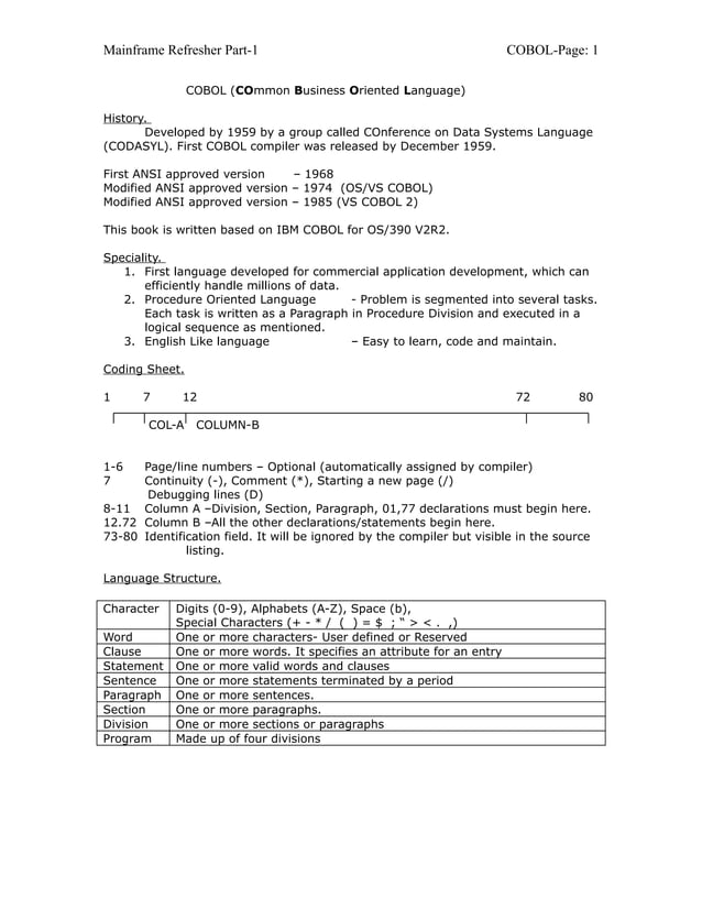 Mainframe refresher-part-1 | PDF | Programming Languages | Computing