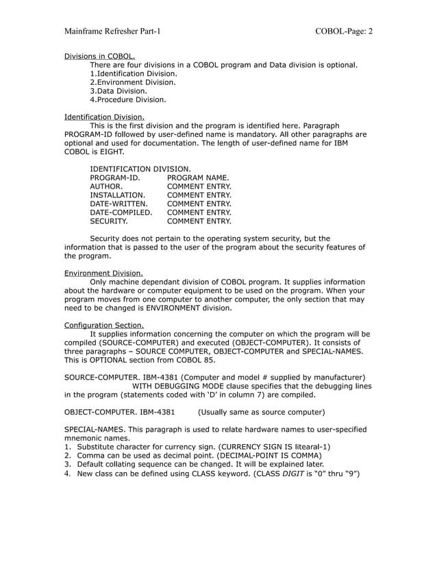 Mainframe refresher-part-1 | PDF | Programming Languages | Computing