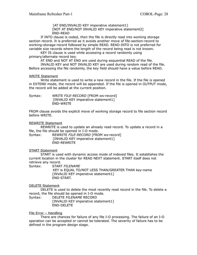 Mainframe Refresher Part 1 Pdf