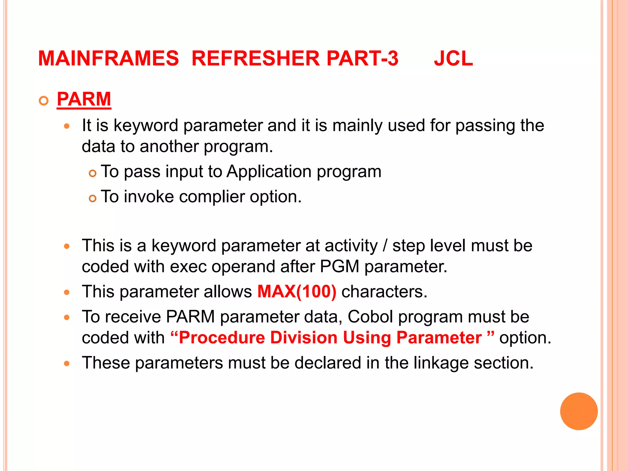 Mainframe jcl exec and dd statements part - 3 | PPTX | Programming Languages | Computing