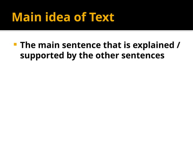 the explanation about finding a main idea | PPTX