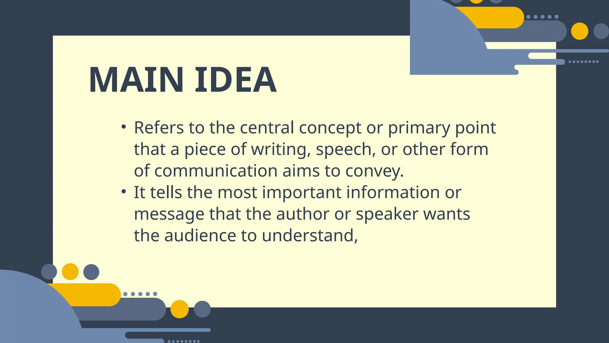 MAIN IDEA POWERPOINT PRESENTATION ENGLISH | PPTX