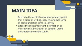 MAIN IDEA POWERPOINT PRESENTATION ENGLISH | PPTX