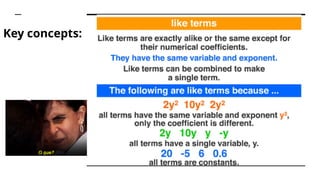 Main Idea algebra about parts of an expression | PPTX