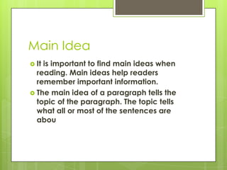 Main idea and detail powerpoint | PDF