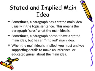 MAIN IDEA AND DETAILS for Grade 3 ELM.ppt