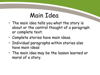 Main Idea and supporting detail.pptt ppt | PPT
