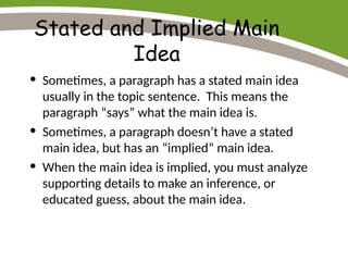 Main Idea and supporting detail.pptt ppt | PPT