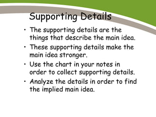 Main Idea and supporting detail.pptt ppt | PPT