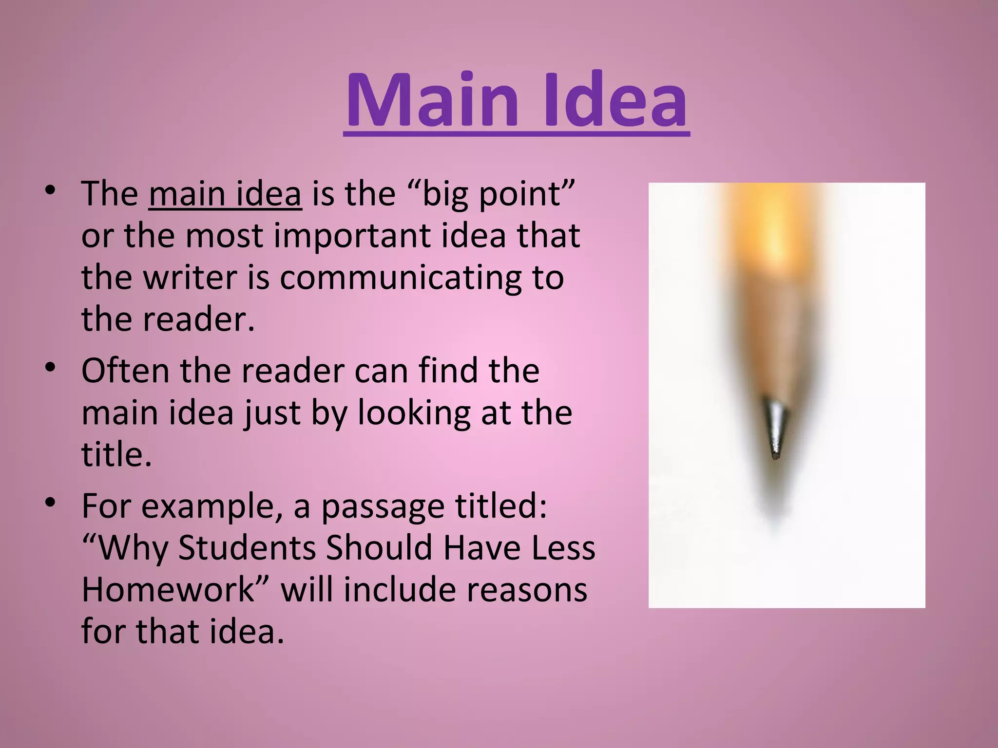 Main Idea and Supporting Details | PPT