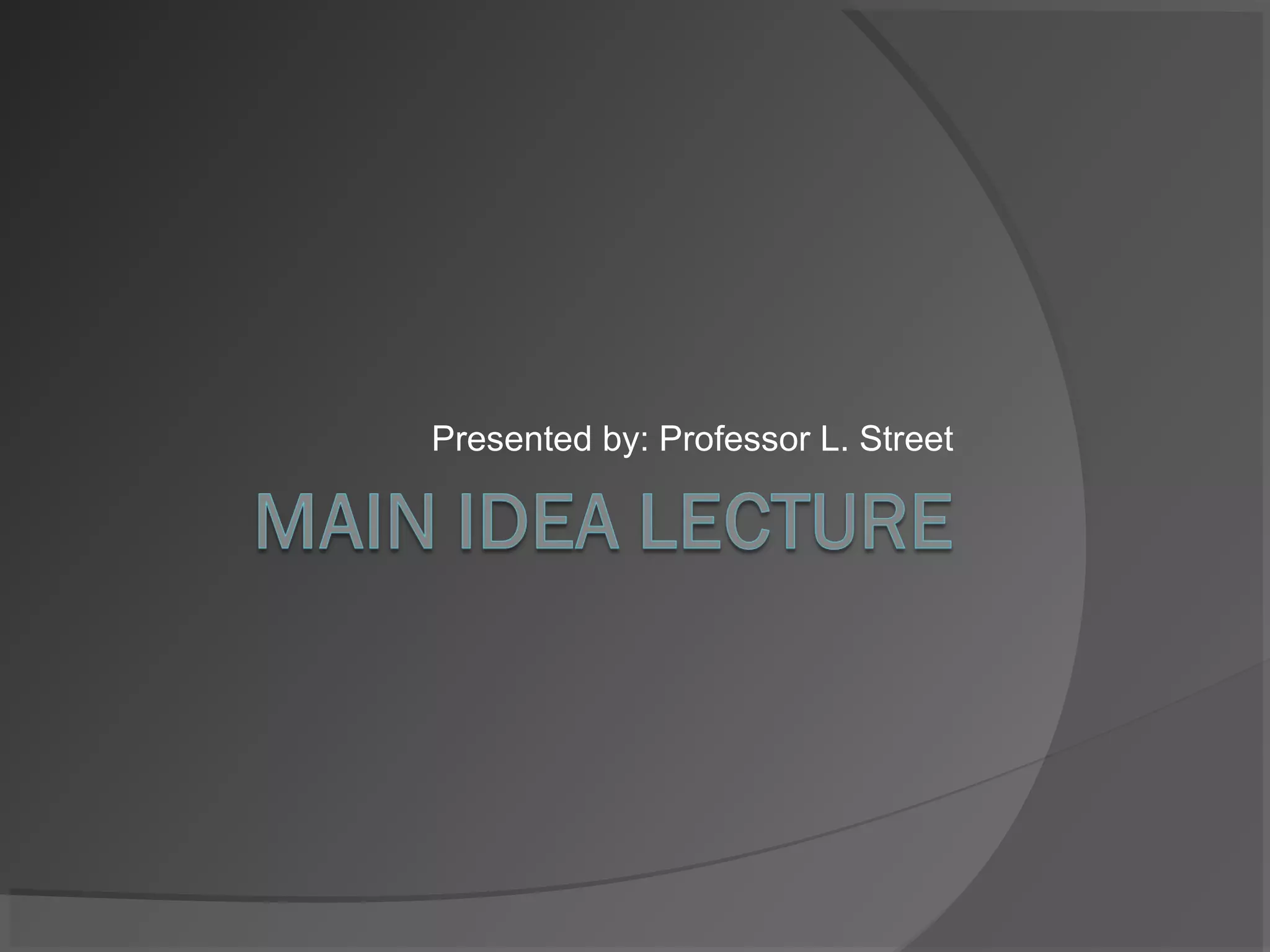 Main Idea | PPT