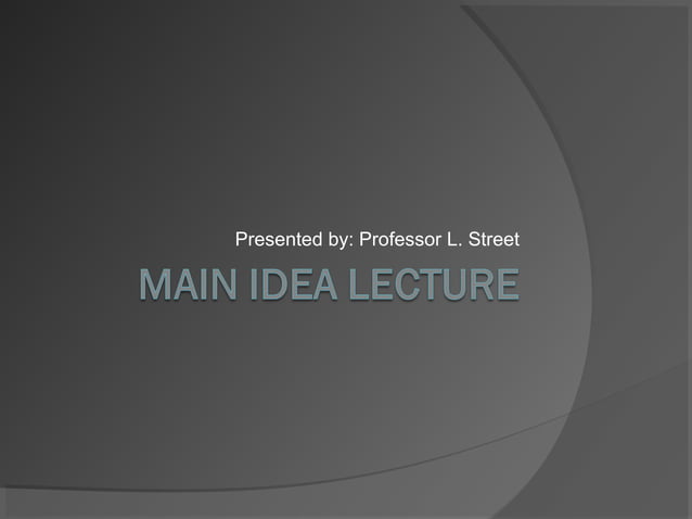 Main Idea | PPT