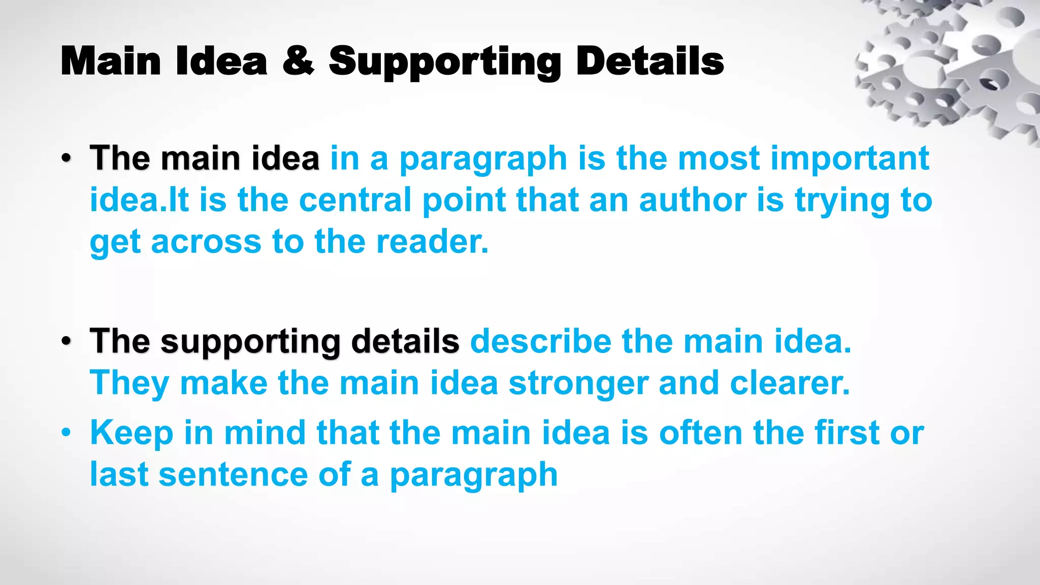 Main ideas and supporting details | PPTX