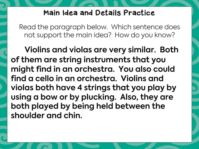 Main idea slideshow | PDF | Musical Instruments | Hobbies & Interests